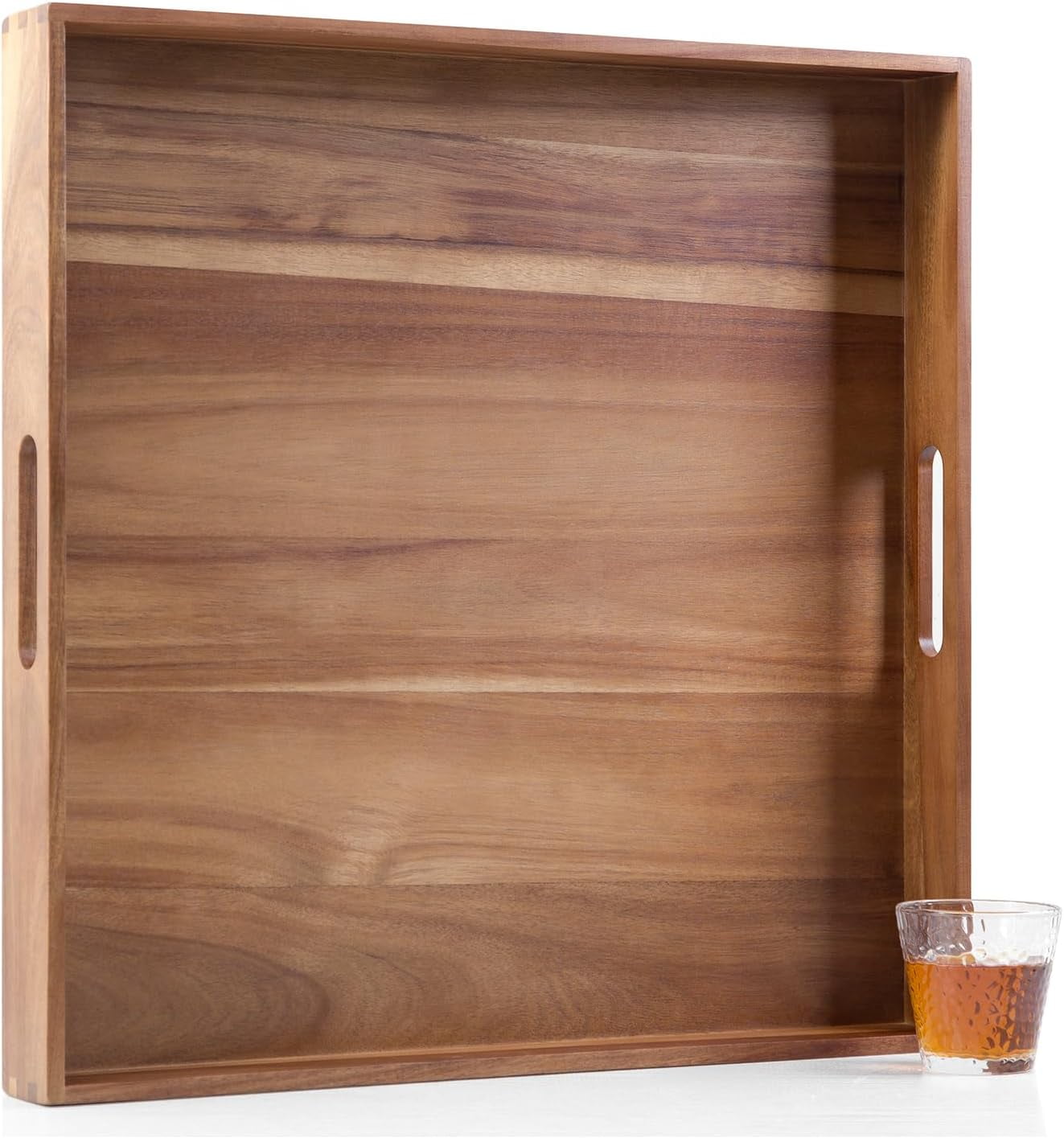 Extra Large Square Wood Tray | Generously 22" Acacia Serving Trays for ...