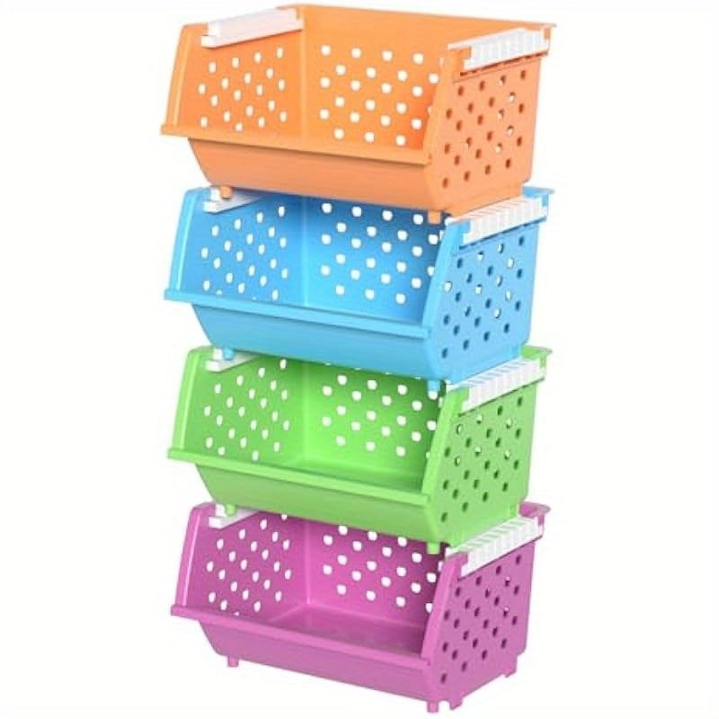 Extra Large Stackable Baskets Plastic Storage Bins Shelves for Closet ...
