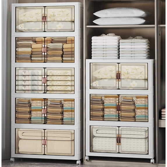 Extra Large Stackable Storage Bins with Lids & Wheels & Door, 1280QT ...