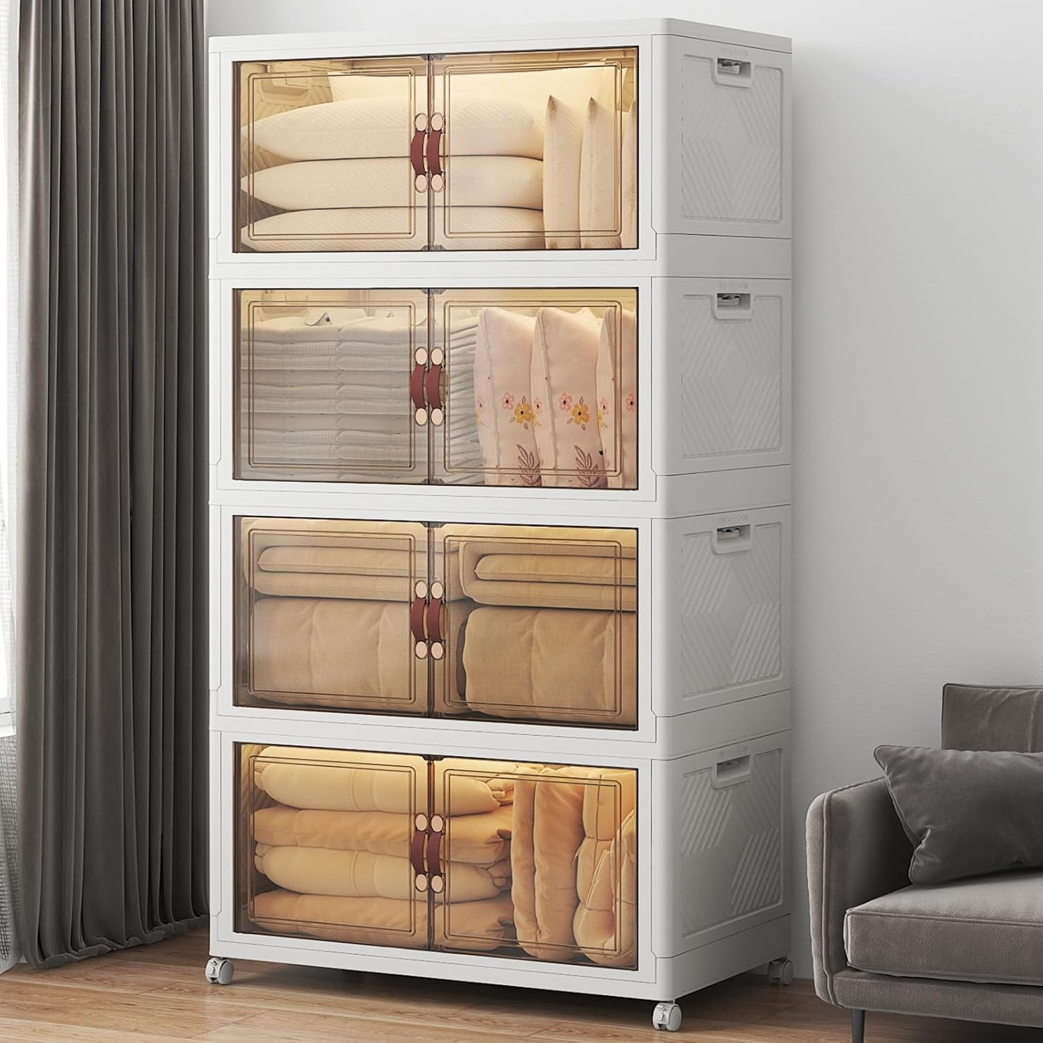 Extra Large Stackable Storage Bins with Lids & Wheels & Door, 660QT ...