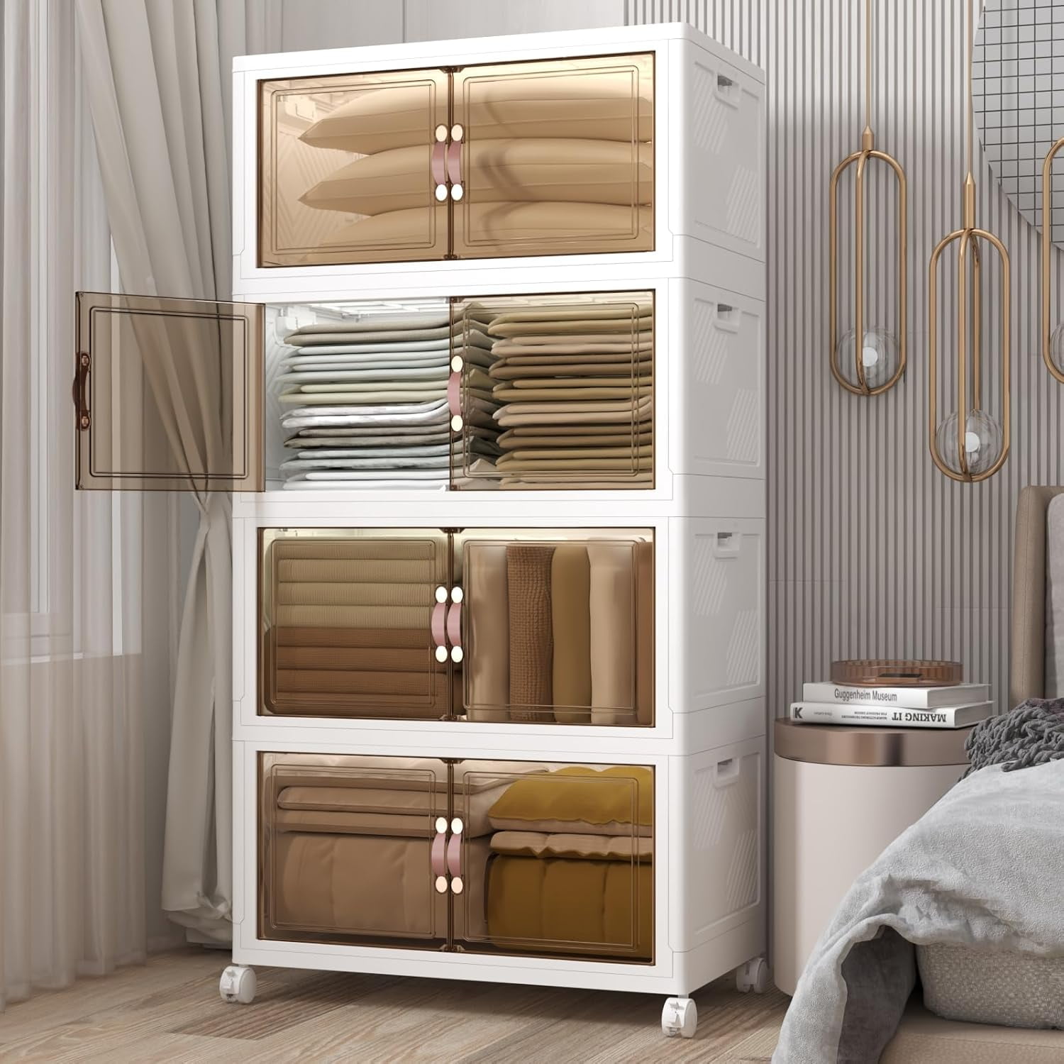 Extra Large Stackable Storage Bins with Lids and Wheels, Foldable ...