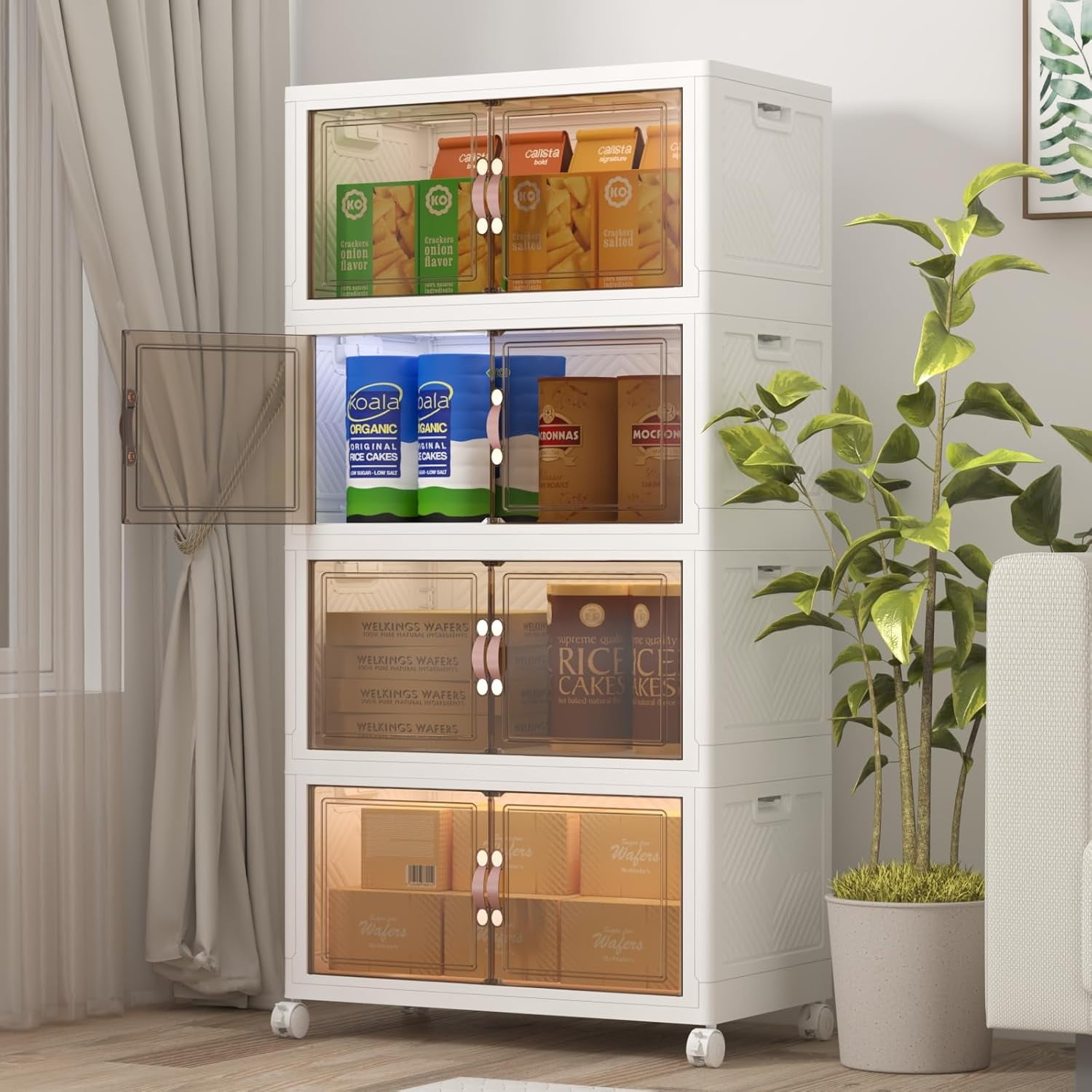 Extra Large Stackable Storage Binswith lids & Wheels, Foldable ...