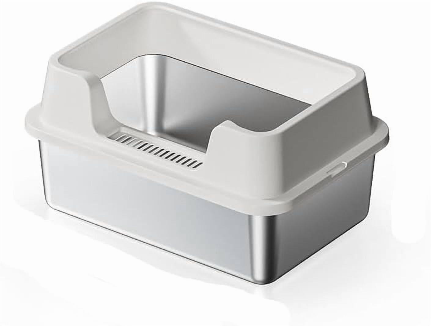 Extra Large Stainless Steel Cat Litter Box – 50x35x22cm, High Rim ...