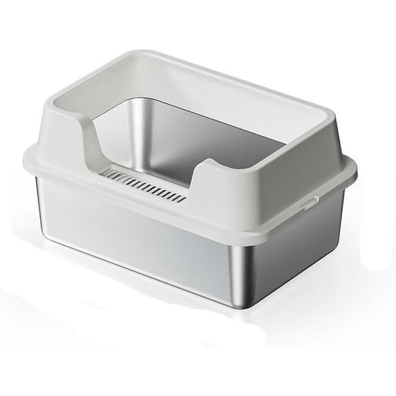Extra Large Stainless Steel Cat Litter Box with High Sided Enclosure ...