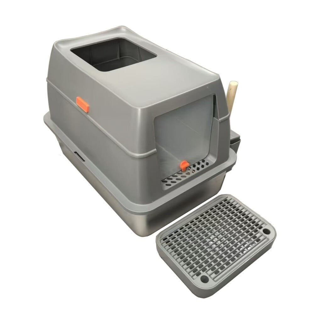 Extra Large Stainless Steel Cat Litter Box with Lid, Scoop & Filter ...