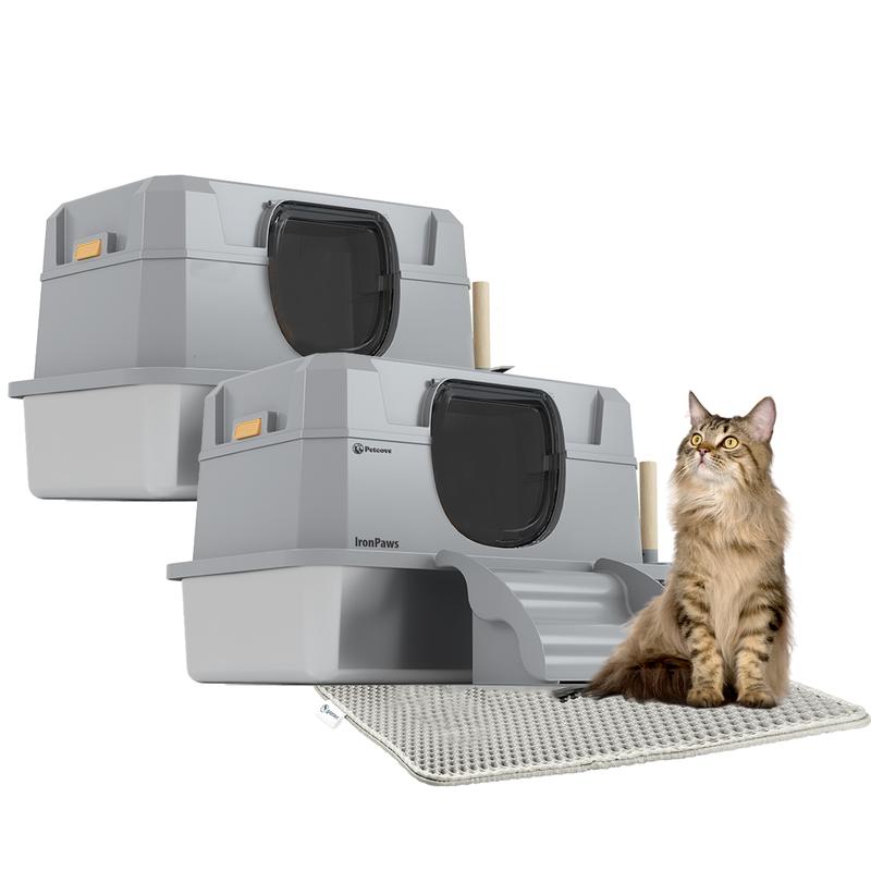 -Extra Large Stainless Steel Cat Litter Box with Lid, 3-1 Detachable ...