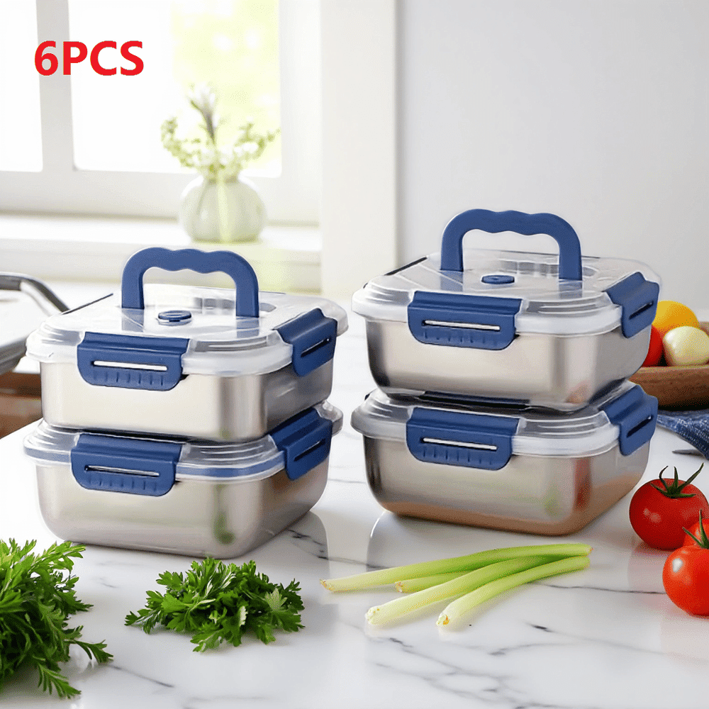 Extra Large Stainless Steel Food Storage Containers With Blue Airtight ...
