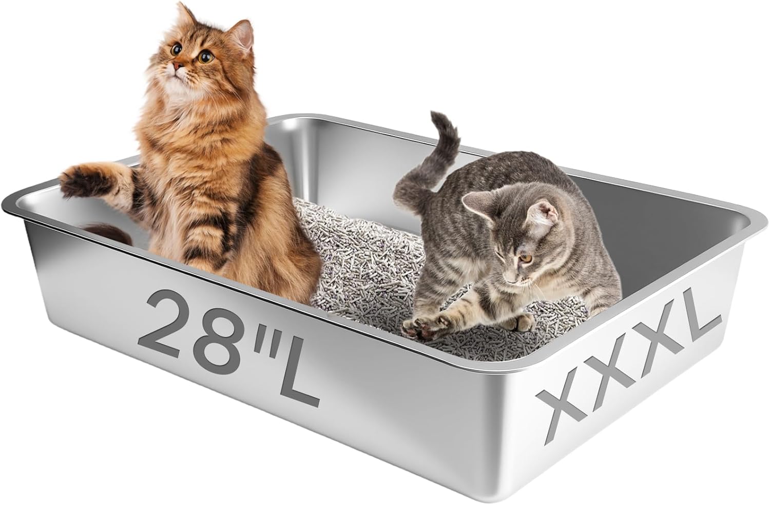 Extra Large Stainless Steel Litter Box, 28"x20"x6" XXXL Metal Cat ...