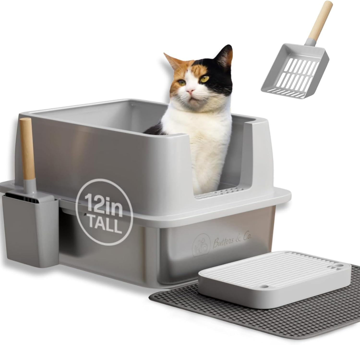 Extra Large Stainless Steel Litter Box with High Sides - Nonstick Metal ...