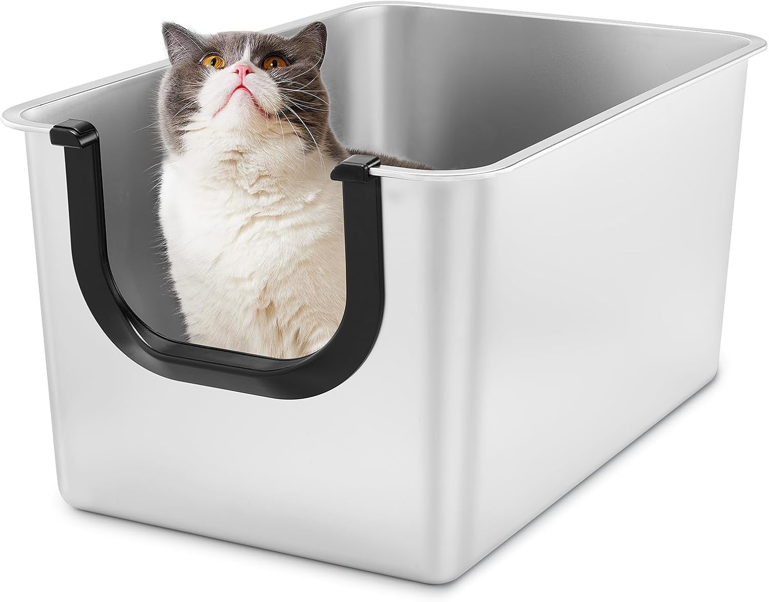 Extra Large Stainless Steel Litter Box, Leak Proof 12 Inches High Sides ...
