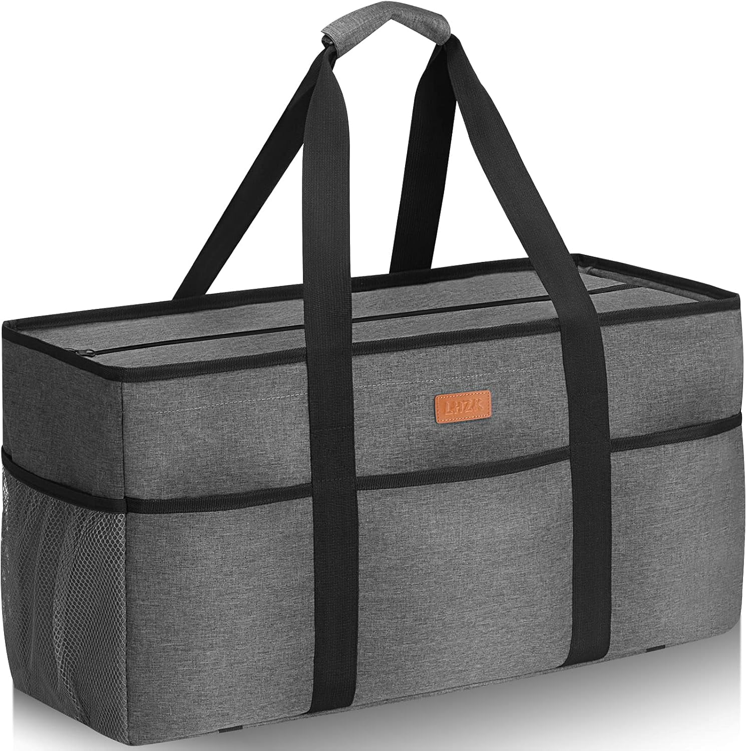 Extra Large Stand Up Utility Tote Bag with Lid, Metal Wire Frame and ...