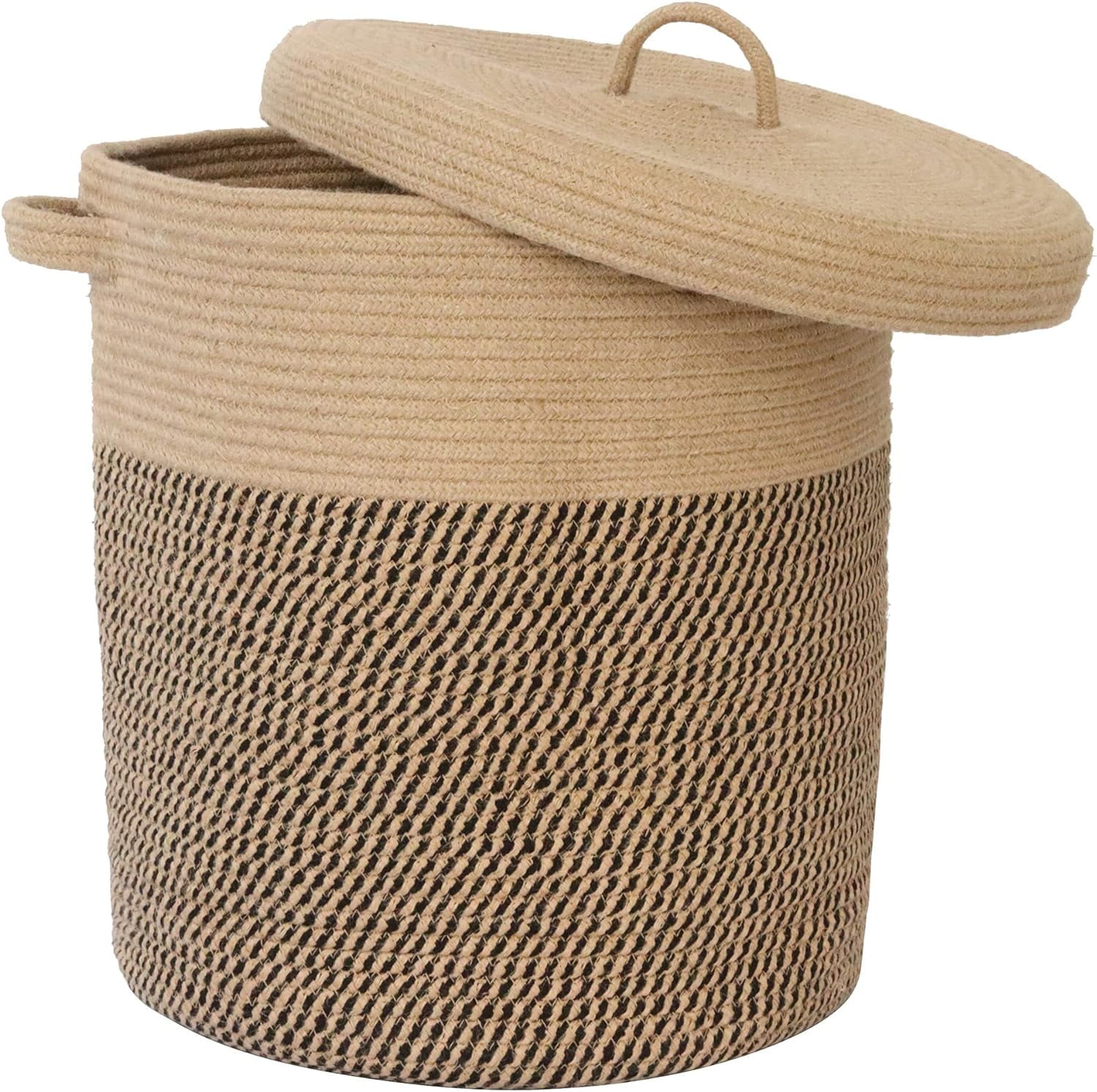 Extra Large Storage Basket with Lid 60L, 16"Wx18"H Woven Laundry Basket ...