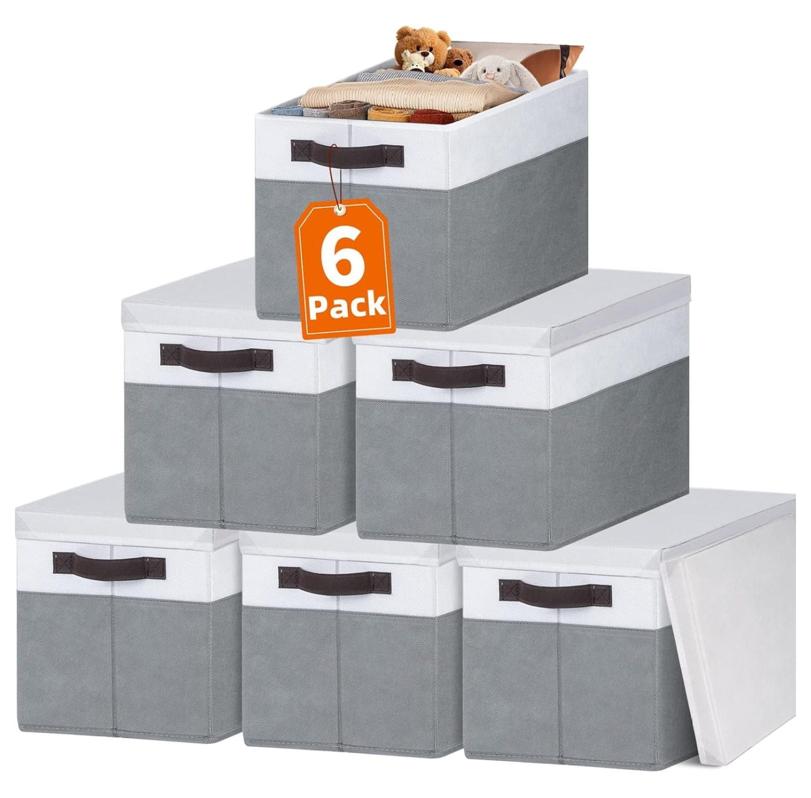 Extra Large Storage Baskets with Lids 6 Pack, 33 QT Blanket Basket for ...