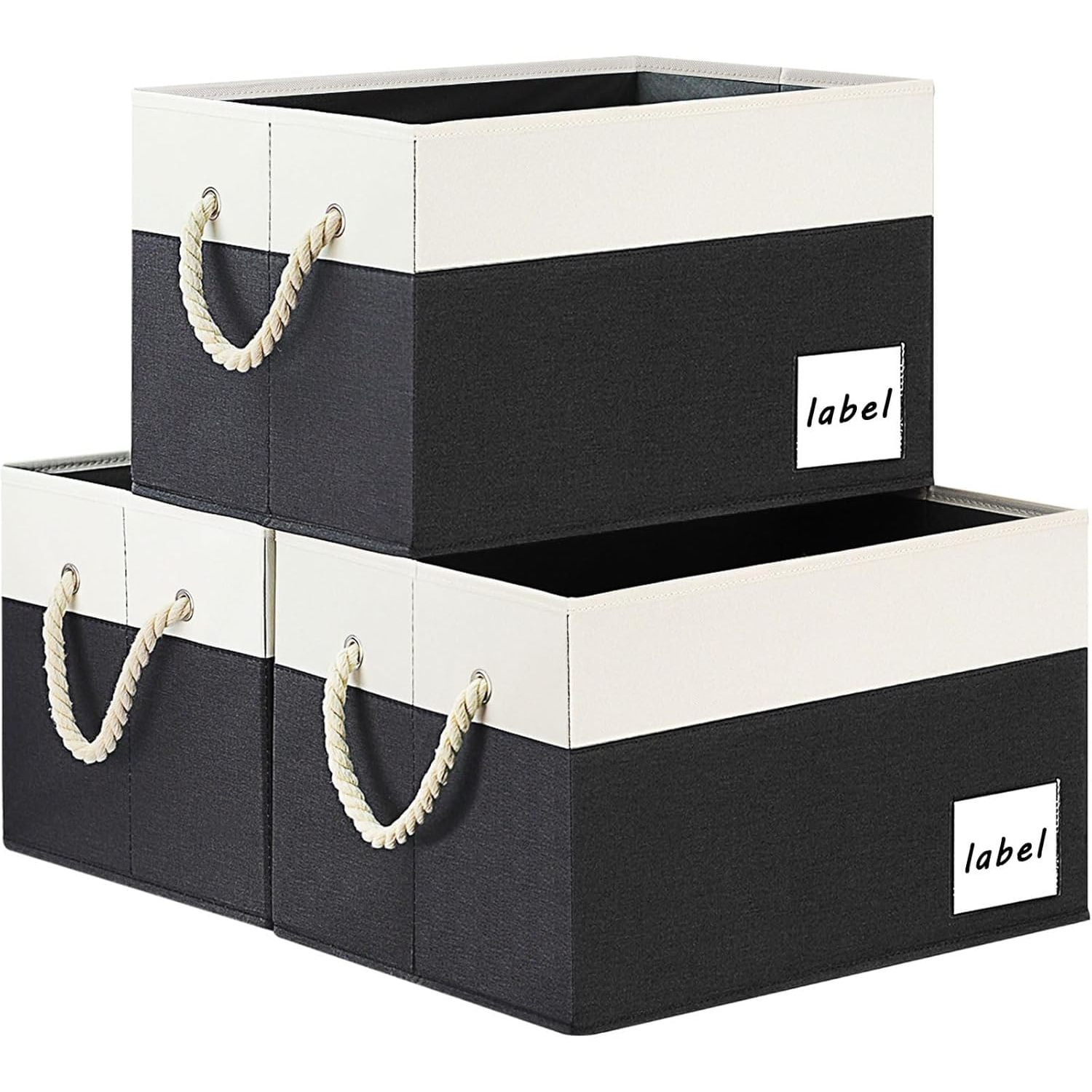 Extra Large Storage Bins, Foldable Storage Baskets for Shelves, Closet Storage Bins with Label ...