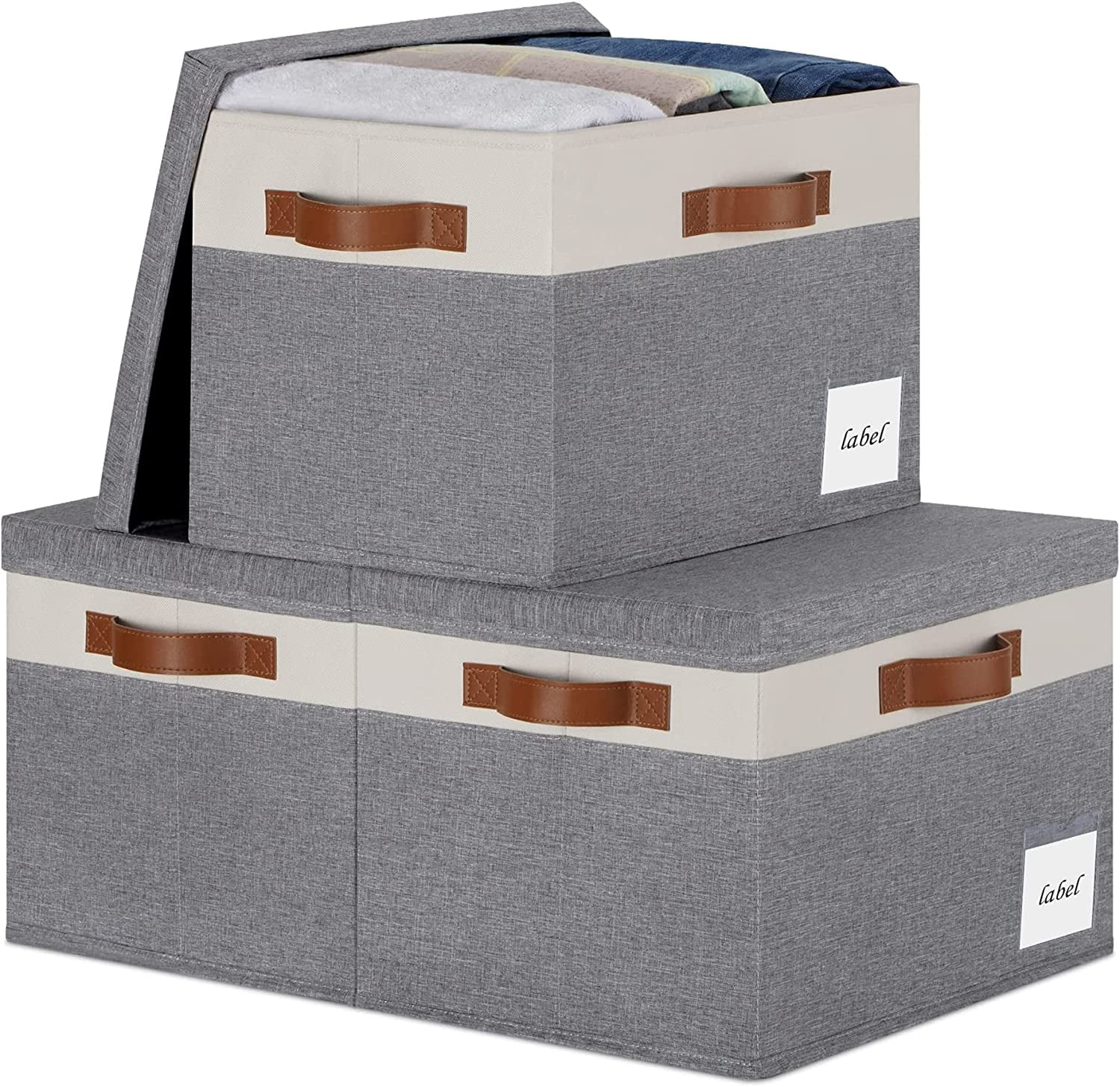 Extra Large Storage Bins with Lids, Foldable Fabric Storage Baskets ...