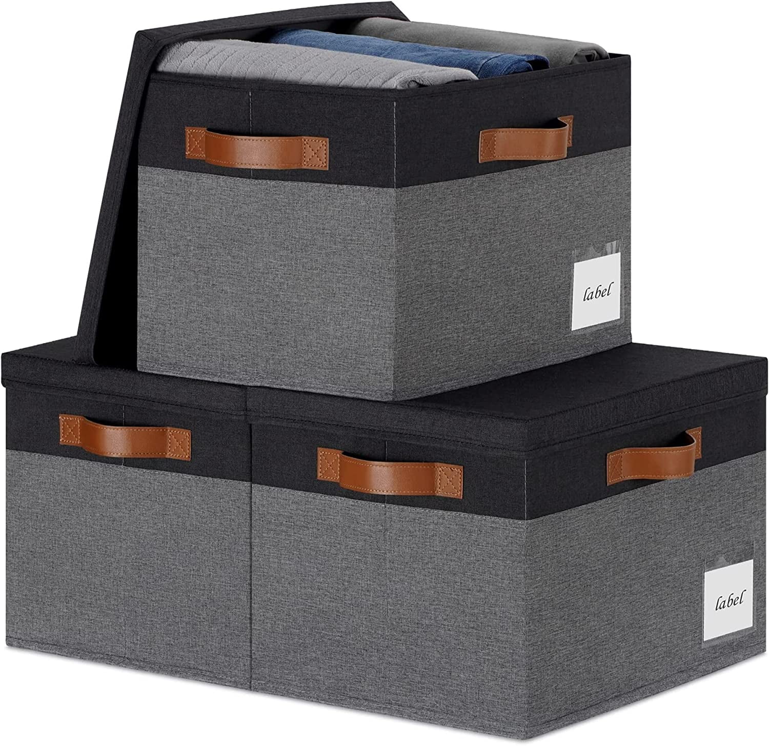 Extra Large Storage Bins with Lids, Foldable Fabric Storage Baskets ...