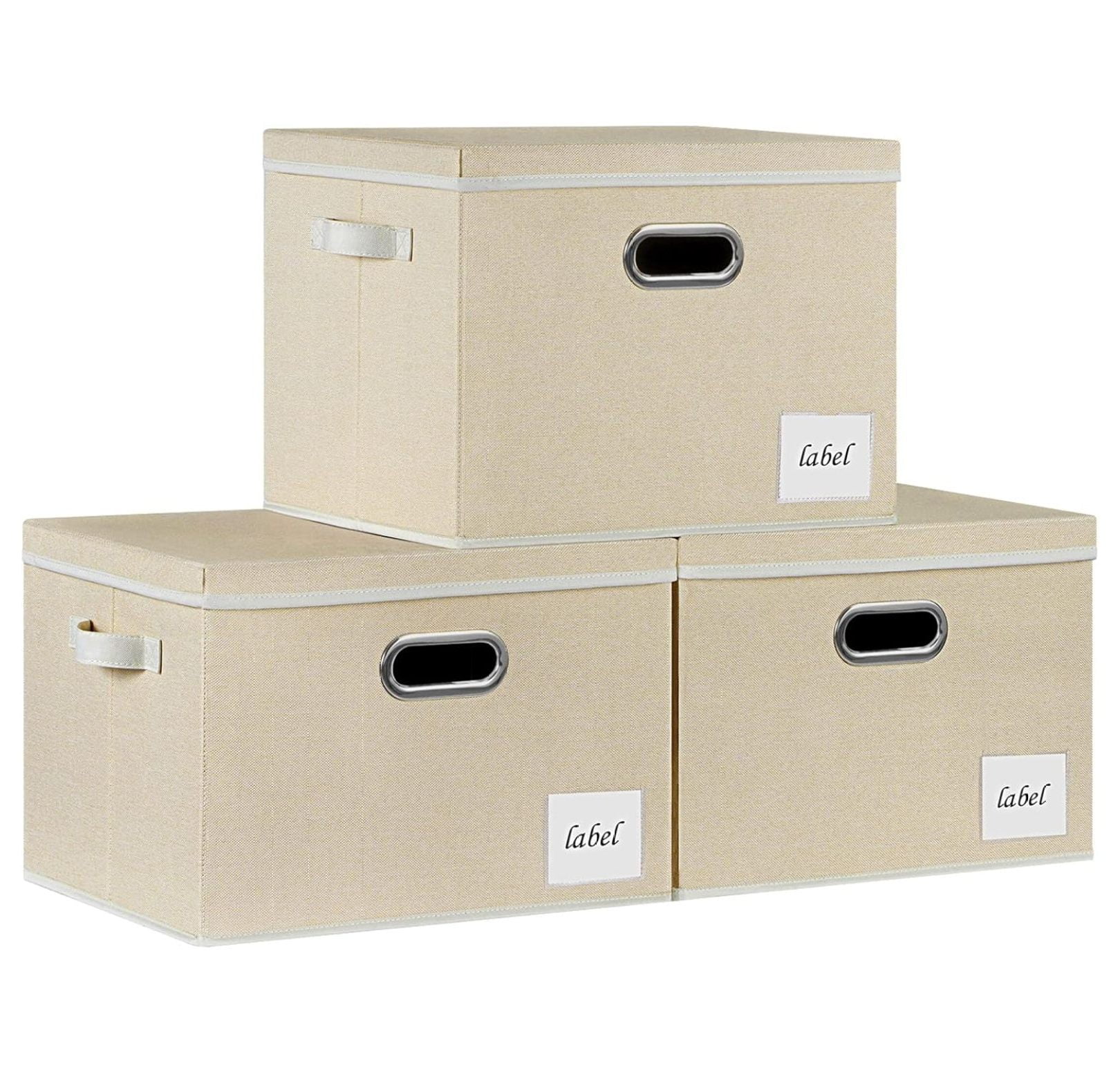 Extra Large Storage Bins with Lids, Foldable Linen Fabric Storage Boxes ...