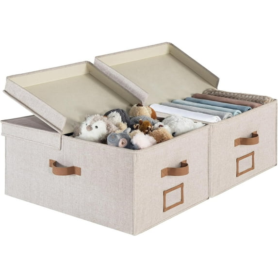 Extra Large Storage Bins with Lids, 55L Decorative Organizer with ...