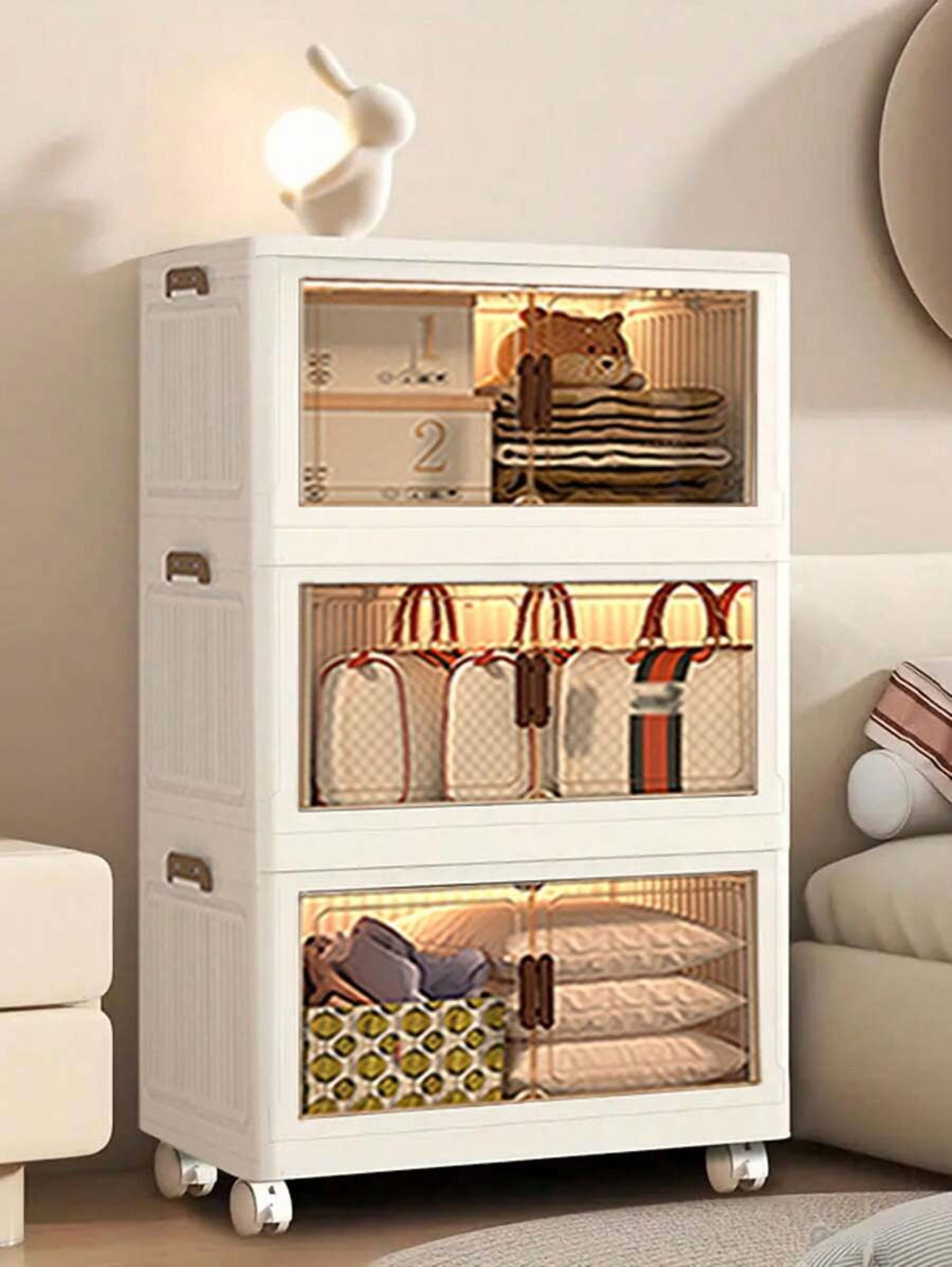 Extra Large Storage Cabinet, Multi-Tier Foldable Storage Box With Doors ...