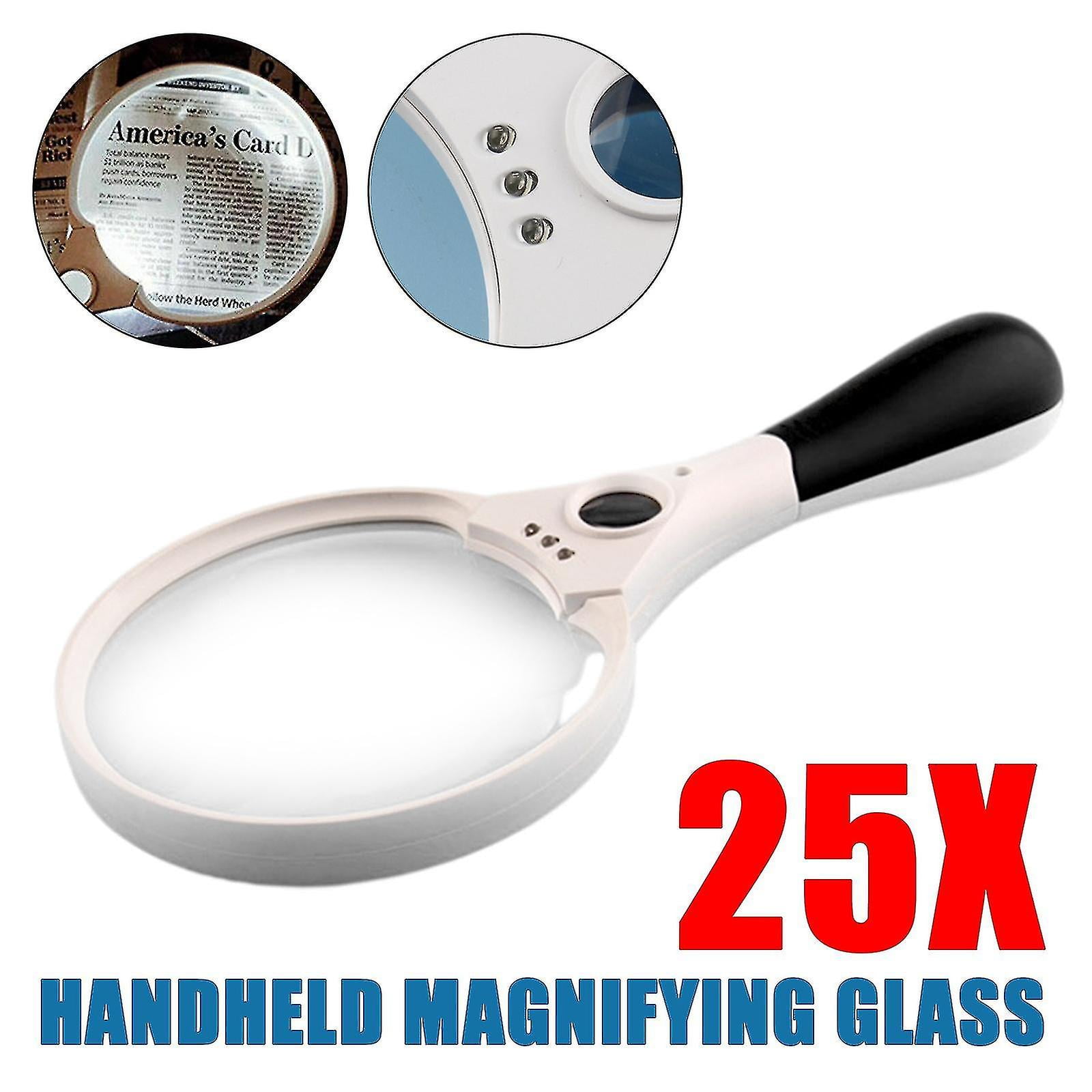 Extra Large Strong Magnifying Glass 3 Bright Led Zoom Lightweight Hand ...