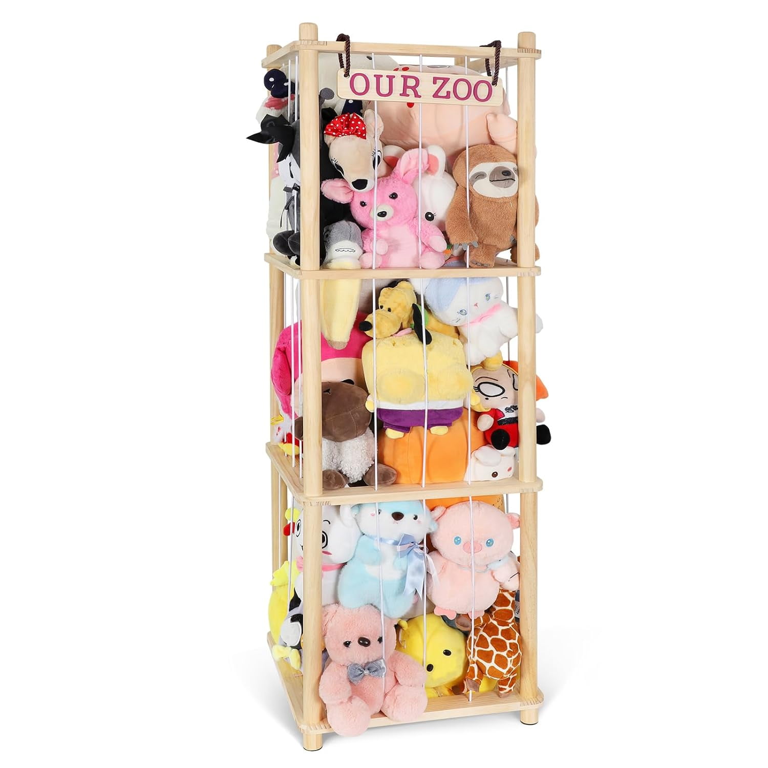 Extra Large Stuffed Animal Storage for Corner Organizer,Premium Wooden ...