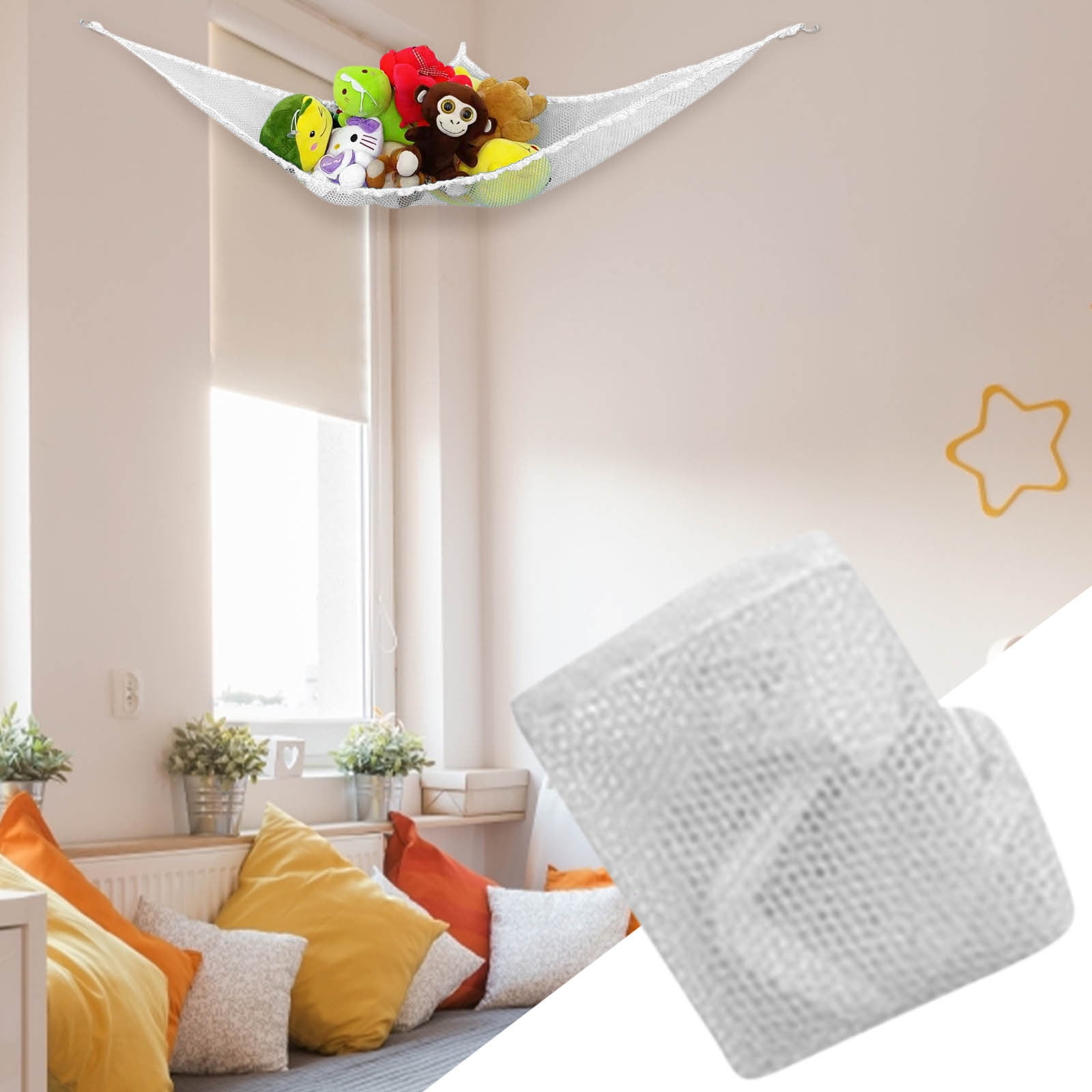 Extra Large Stuffed Animal Storage Hammock - Heavy-Duty Wall-Mounted ...