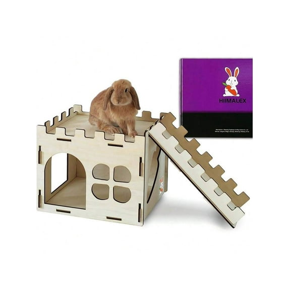 Extra Large Sturdy Bunny Castle Hideout with Stairs，Detachable Play ...
