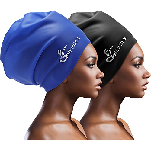 Extra Large Swim Cap for Braids and Dreadlocks Women Men Silicone Swimming Cap for Long Thick ...