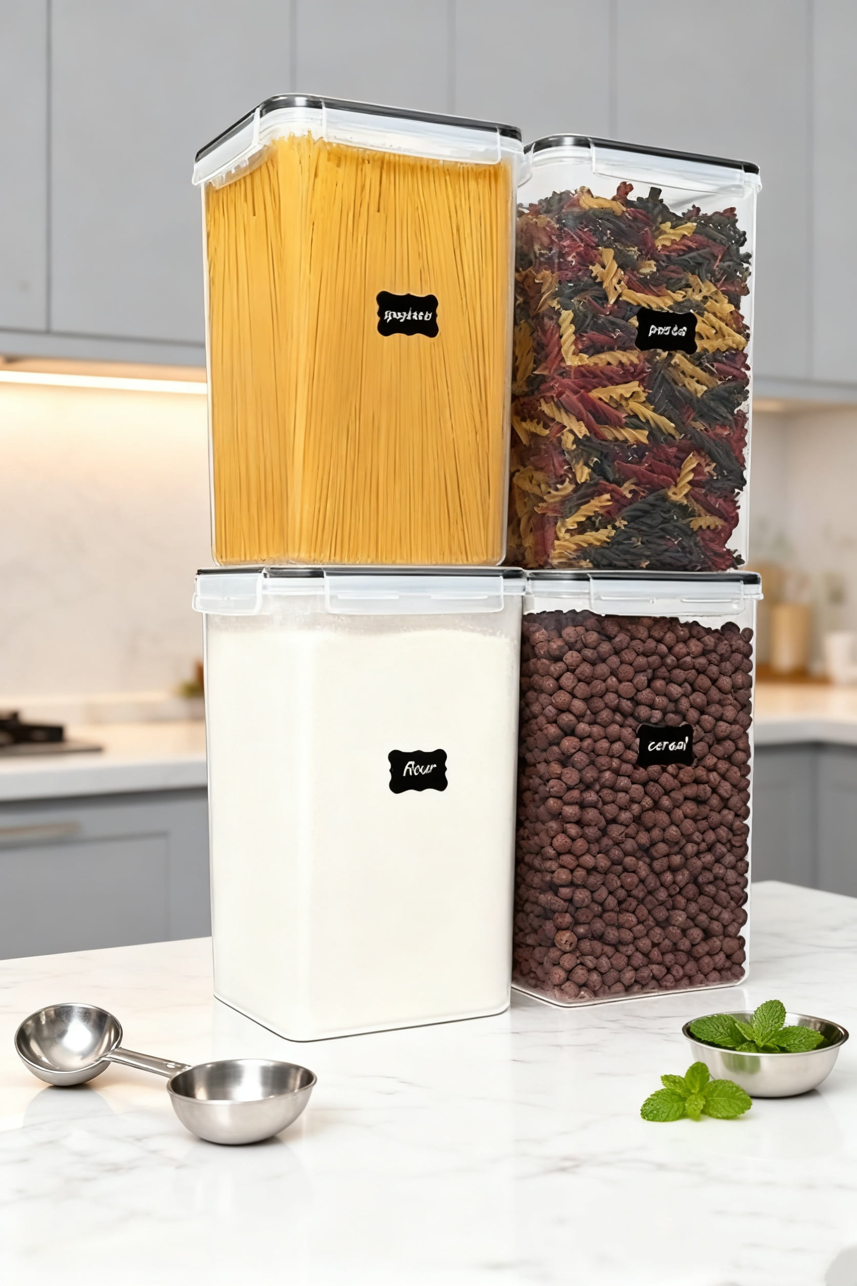 Extra Large Tall Airtight Food Storage Containers, 4 Pieces 5.9qt/6.5L ...