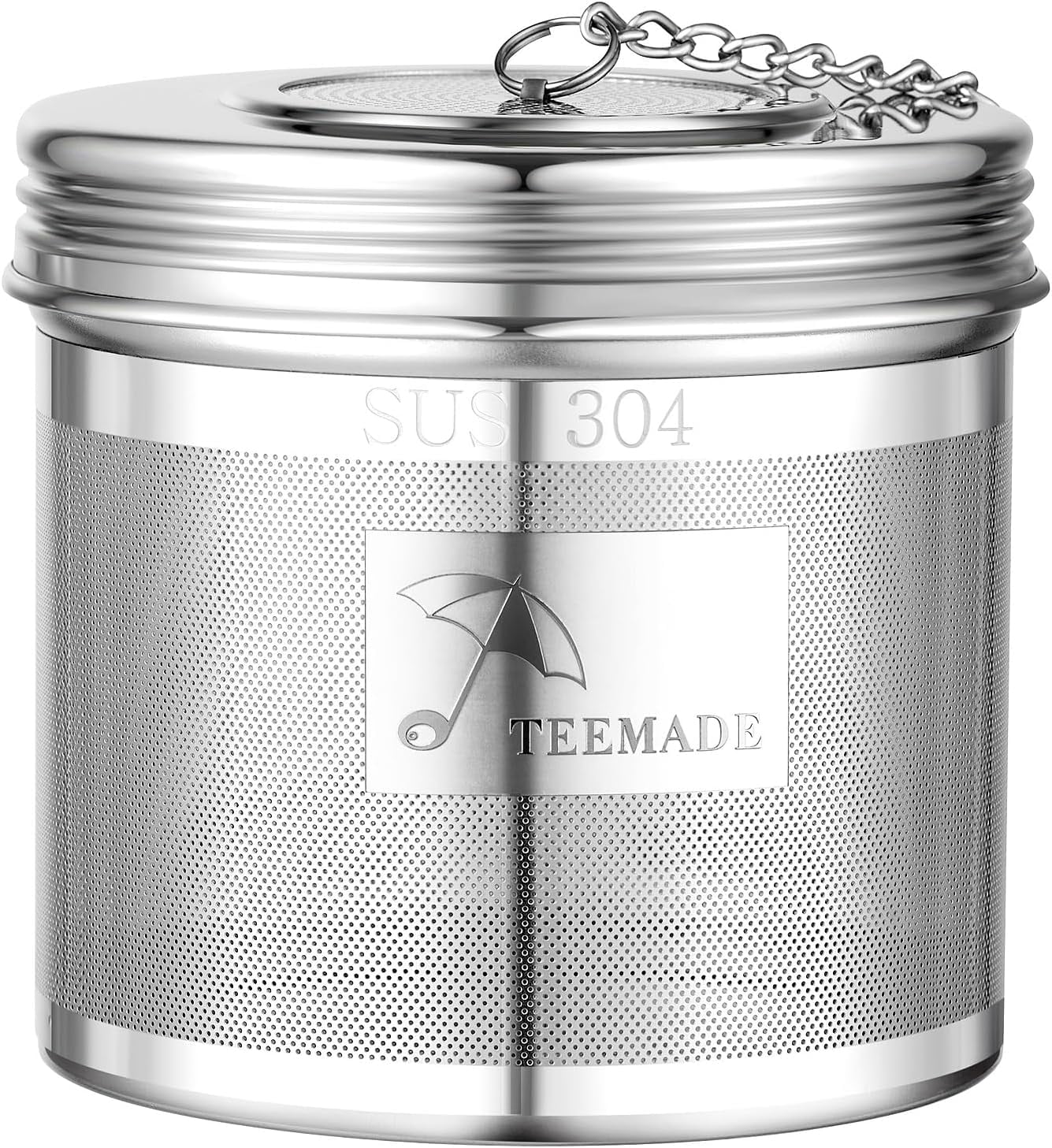Extra Large Tea Infuser -304 Tea Filter with Threaded Lid & Chain Hook ...