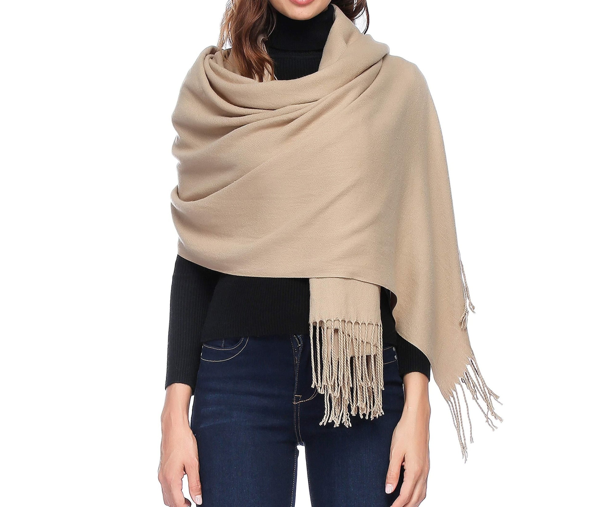 Extra Large Thick Pashmina Shawl Wraps - Imitation Wool Soft Winter ...