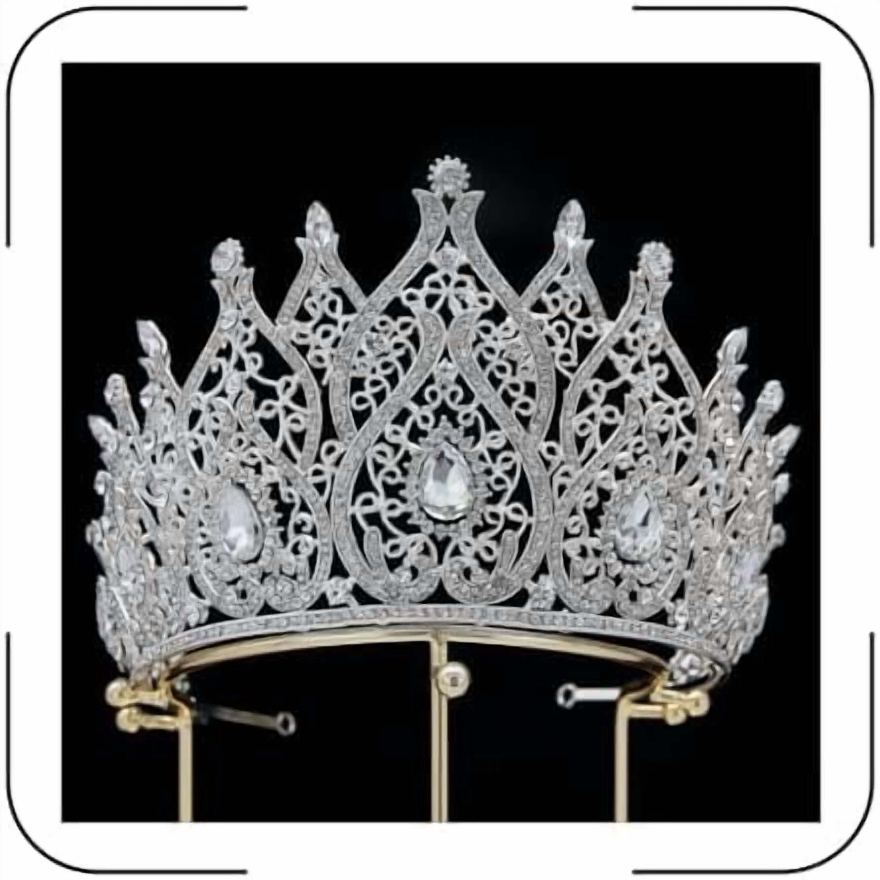 Extra Large Tiaras Tall Pageant Crowns for Women Clear Austrian Crystal ...