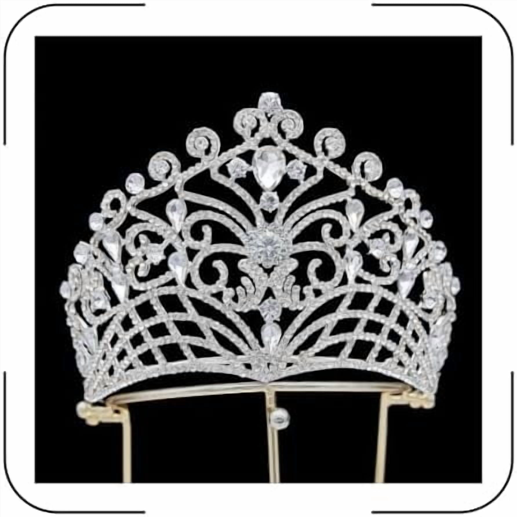Extra Large Tiaras Tall Pageant Crowns for Women Clear Austrian Crystal ...