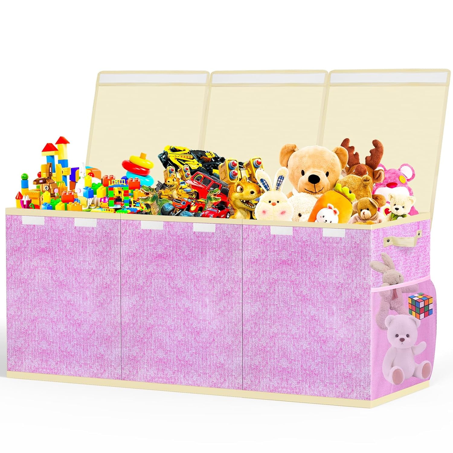 Extra Large Toy Box Toddlers Chest with Lids, Collapsible Sturdy Toy ...