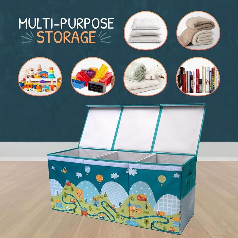 Extra Large Toy Storage Organizer with Lid - Sturdy, Collapsible Toy ...