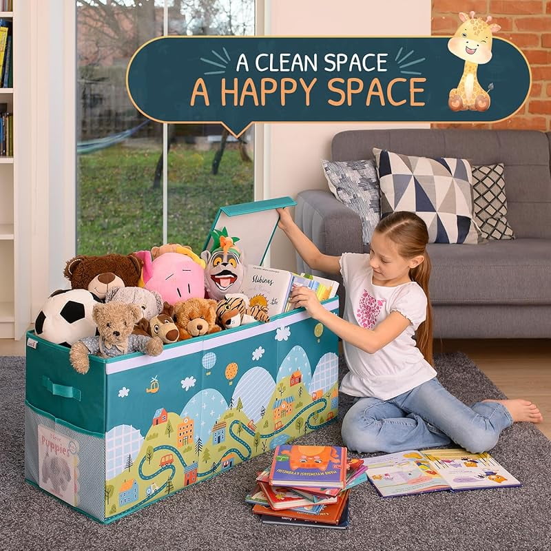 Extra Large Toy Storage Organizer with Lid - Sturdy, Collapsible Toy ...