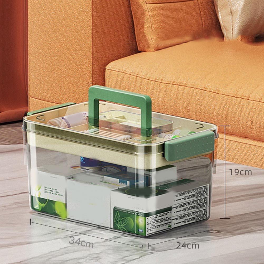 Extra Large - Transparent Green Medicine Box Storage Box Large Capacity ...