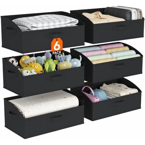 Extra Large Trapezoid Closet Storage Bins for Shelf, 6 Packs Non-woven Closet Organizer Baskets ...