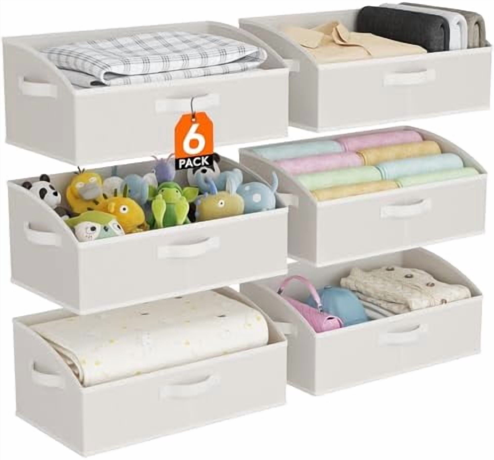 Extra Large Trapezoid Closet Storage Bins for Shelf, 6 Packs Non-woven ...