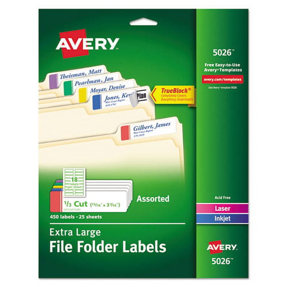 Extra-Large Trueblock File Folder Labels With Sure Feed Technology, 0. ...