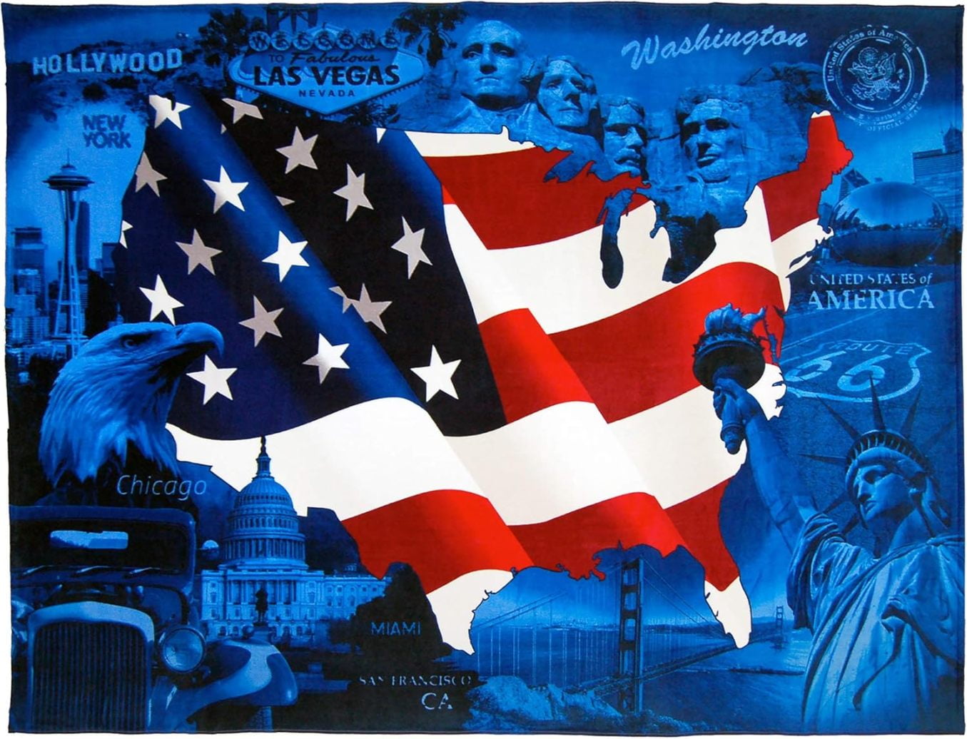 Extra Large USA Map Beach Towel 58 x 74 inch (147 x 188 cm) American ...