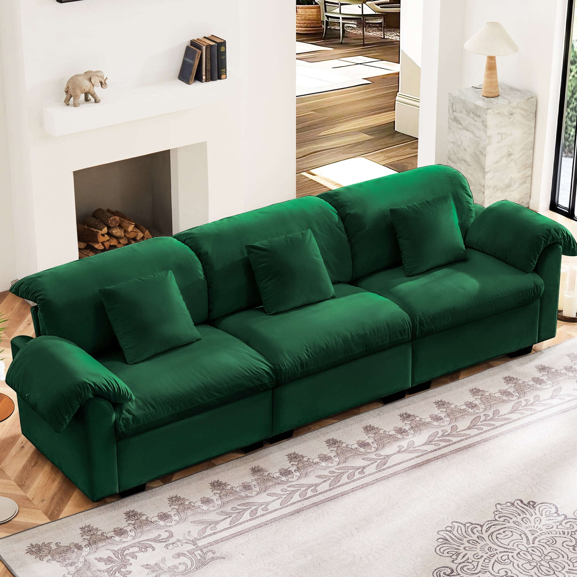 Extra Large Velvet 3 With Storage Functionality. Stylish Armrest. Comfortable Seating. Ample ...