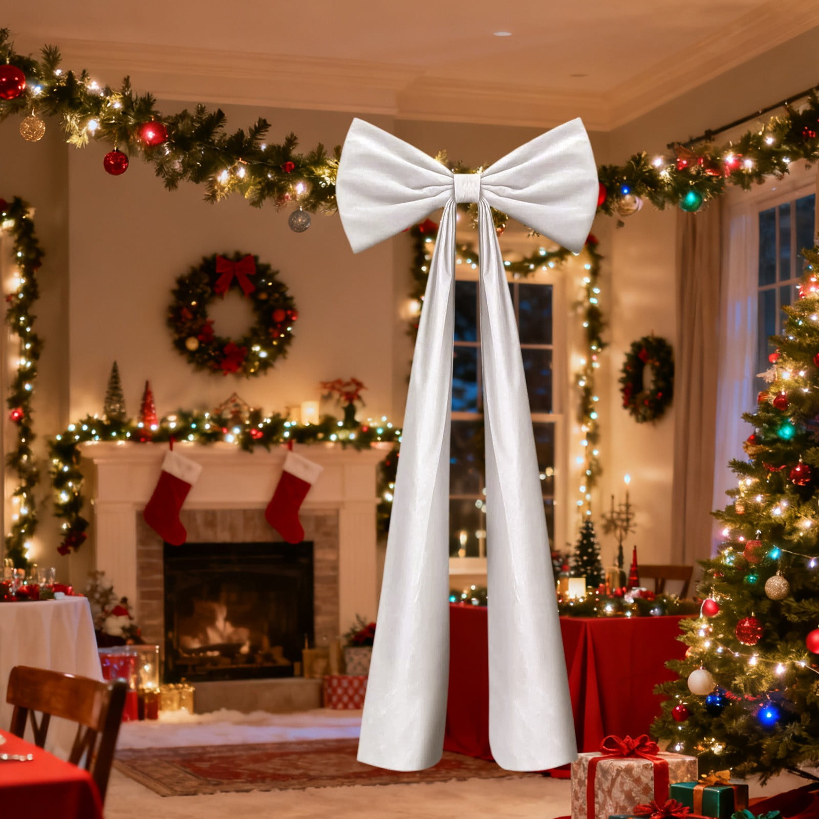 Extra Large Velvet Bow 70 Inches, Giant Christmas Tree Topper with 5 ...