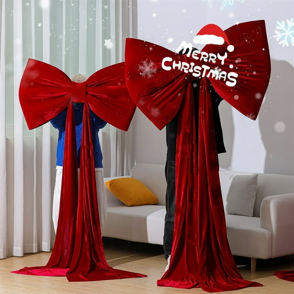 Extra-Large Velvet Christmas Bow - 12" Foldable Door/Wreath Hanging Decor - Walmart.com