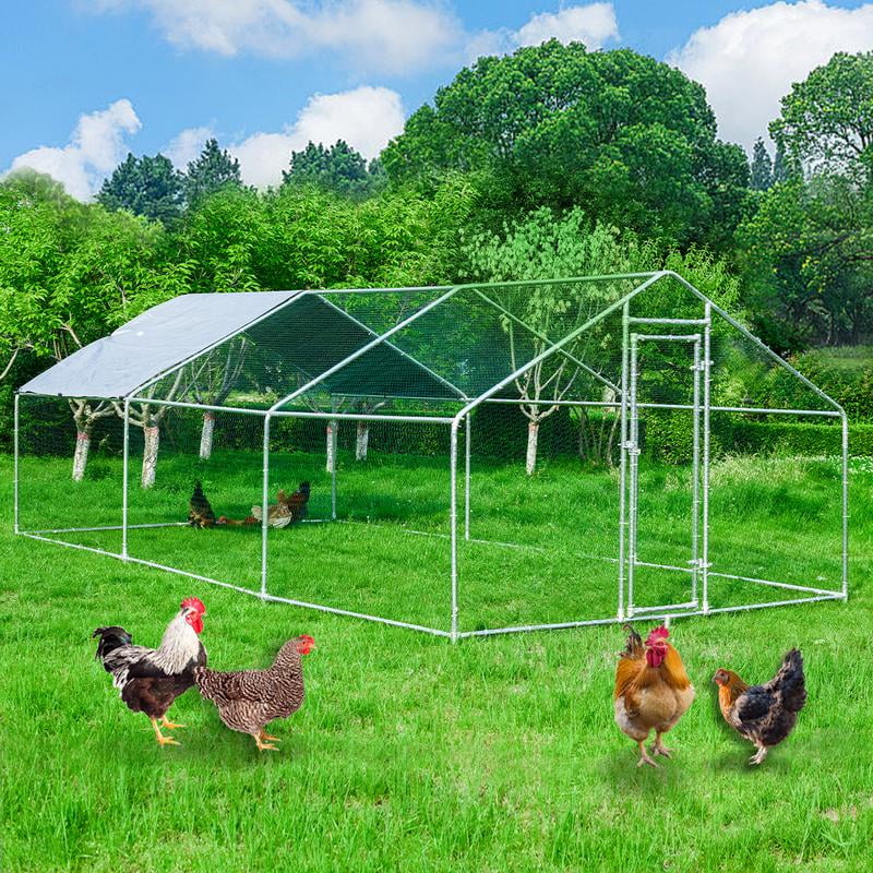 Extra Large Walk-In Metal Chicken Coop for 10 Chickens, Heavy Duty ...