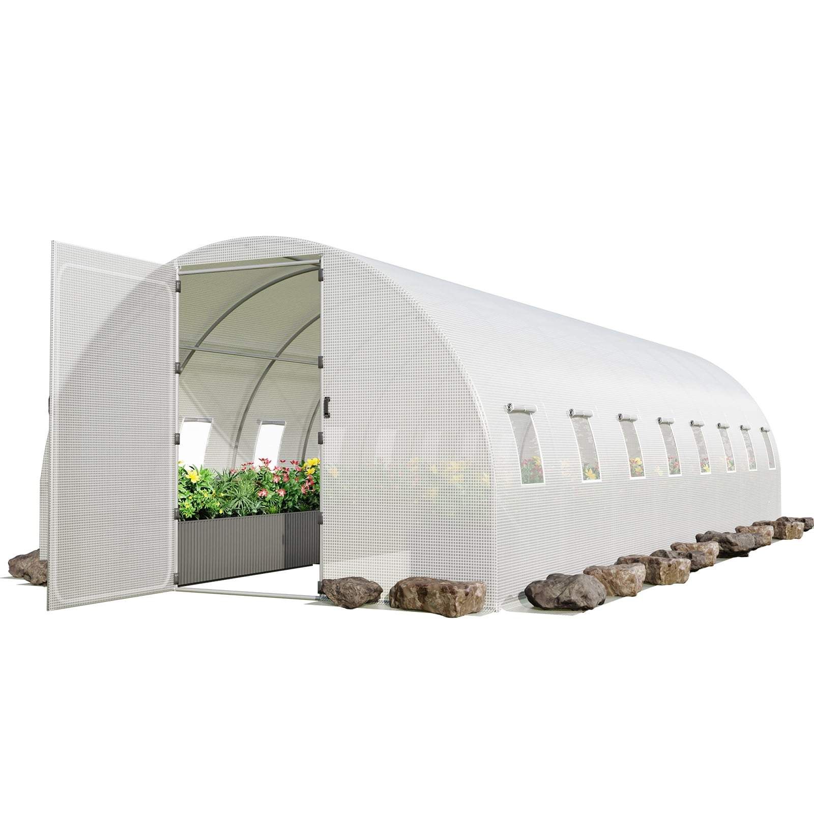 Extra Large Walk-in Greenhouse for Outdoors, Galvanized Steel Frame ...