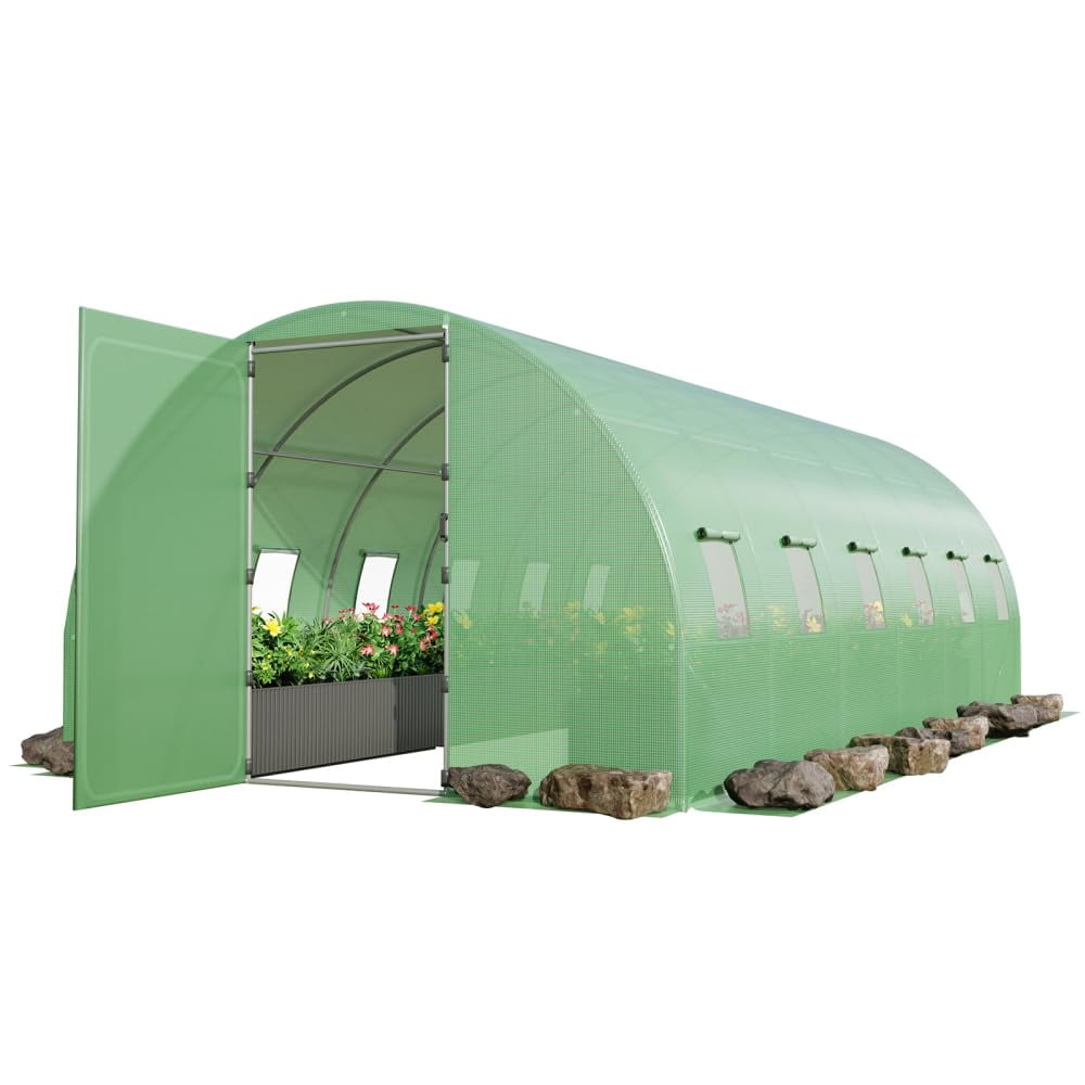 Extra Large Walk-in Greenhouse for Outdoors, Galvanized Steel Frame ...