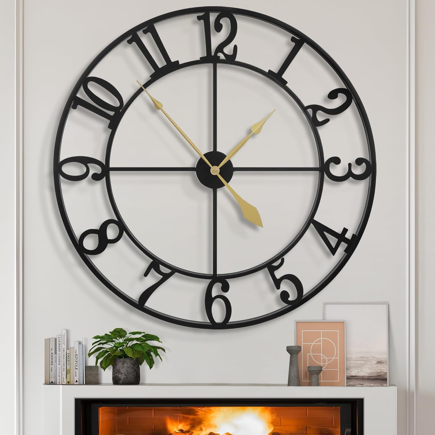 Extra Large Wall Clocks,Silent Little Ticking,Battery Operated Vintage ...