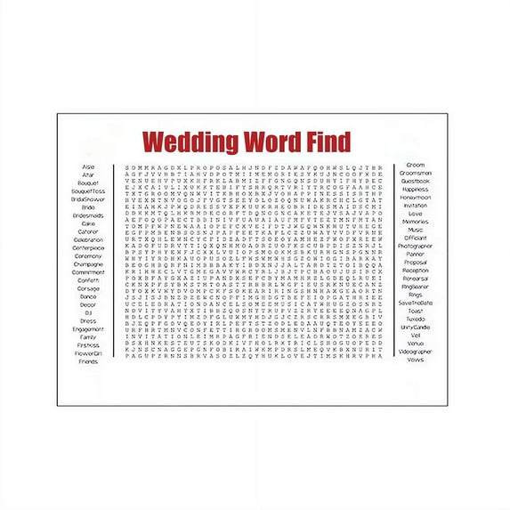 Extra-Large Wedding Word Search Poster, 36"X24" Fun Family Wall Game ...