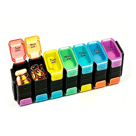 IDFINE Extra Large Weekly Pill Organizer 2 Times a Day Rainbow Color ...
